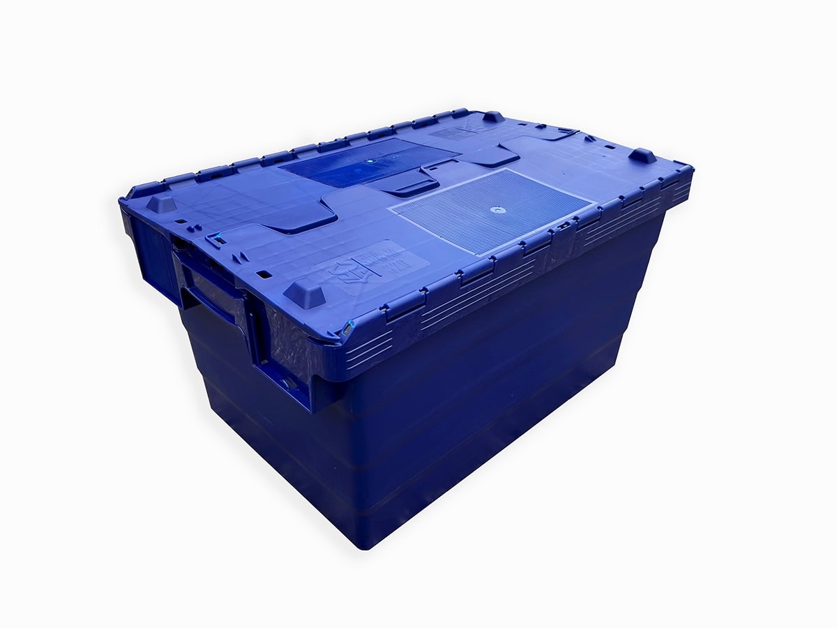 60 Litre Heavy Duty Colour Coded Attached Lid Containers | Solent Plastics