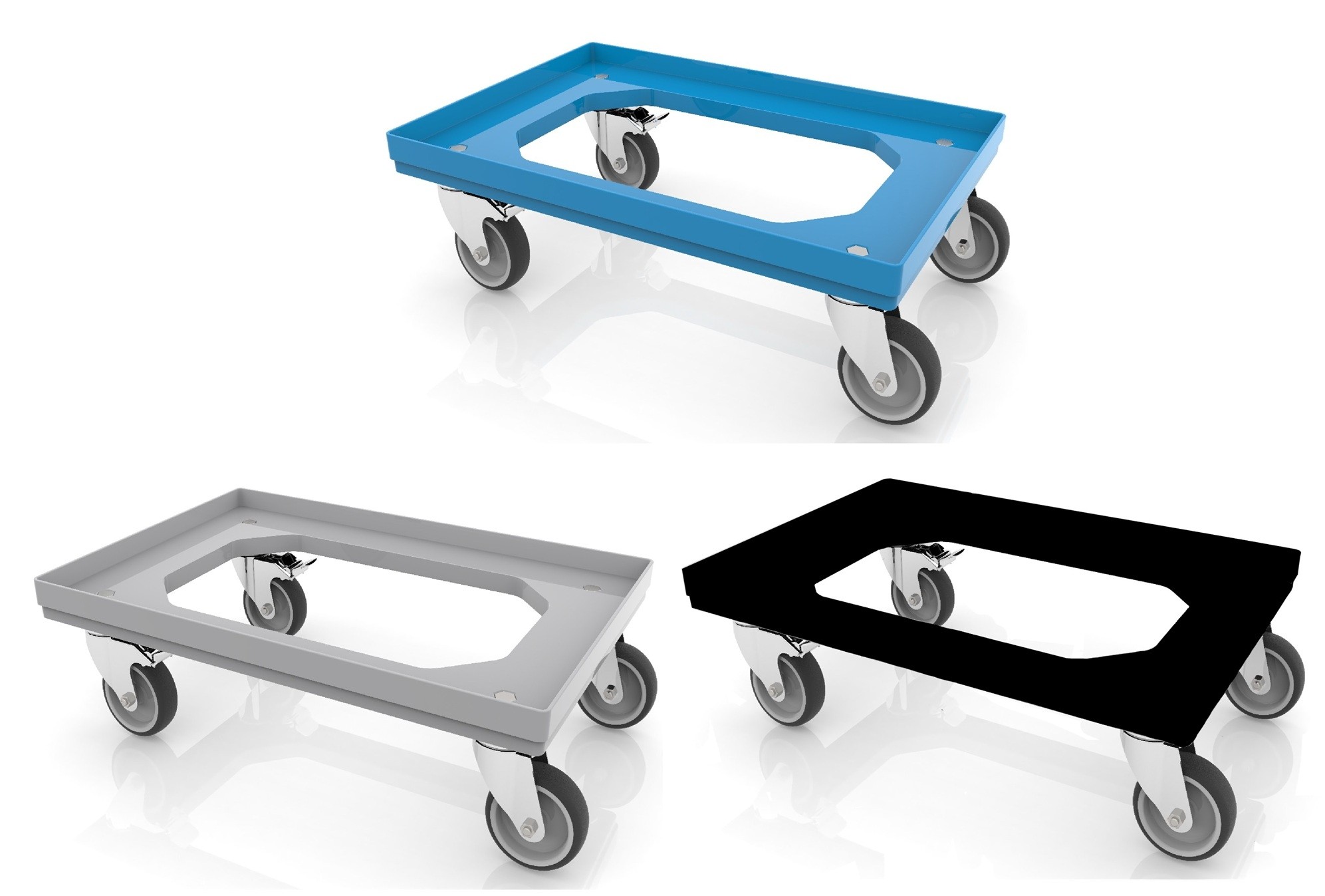 600x400 Braking Heavy Duty Euro Plastic Stacking Container Dolly ...